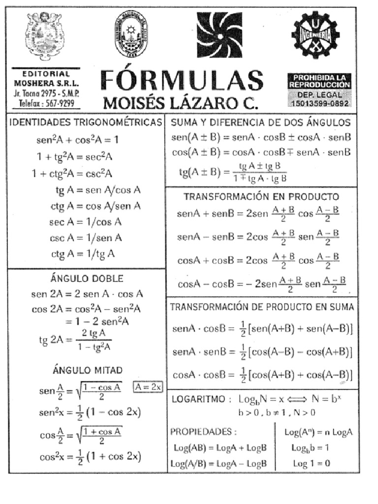 Formulario Matematica | PDF