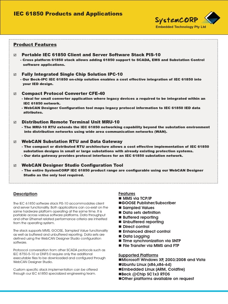 Systemcorp: Iec 61850 Products and Applications | PDF | Scada ...