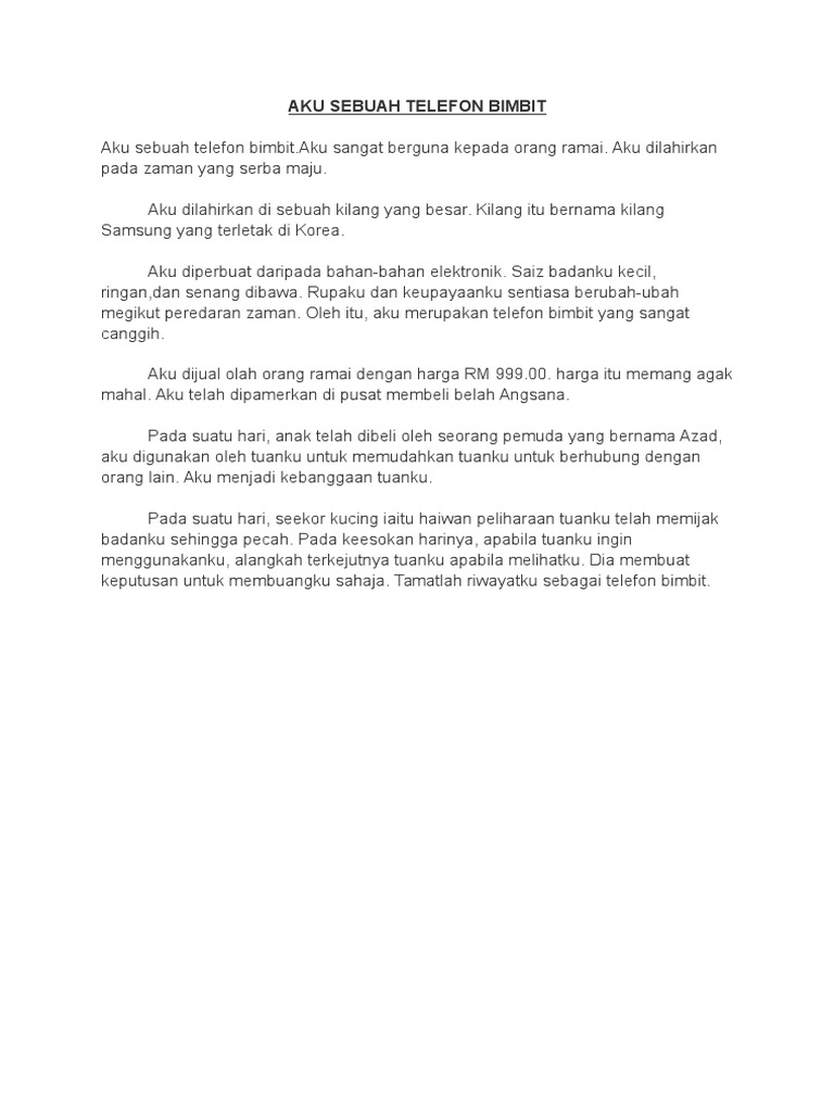 Aku Sebuah Telefon Bimbit Pdf