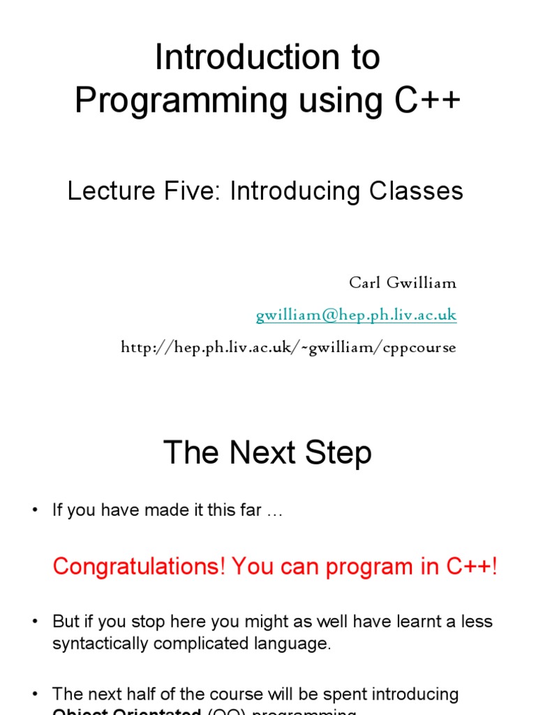 Introduction To Programming Using C Lecture Five Introducing