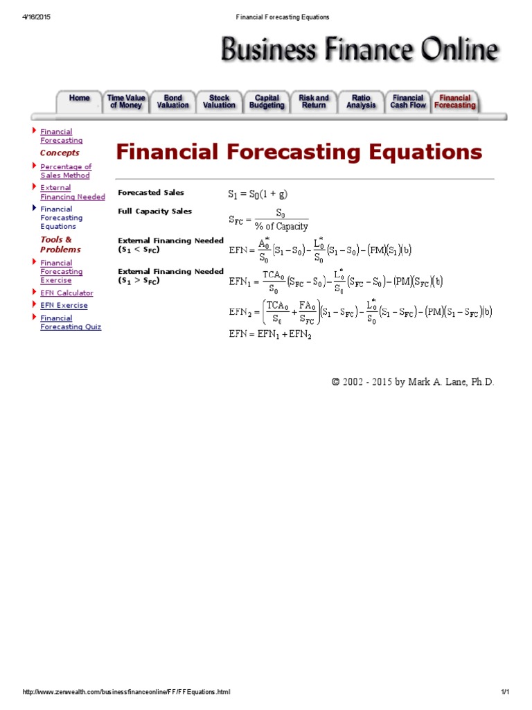 Finadancial Forecasting Equations | PDF