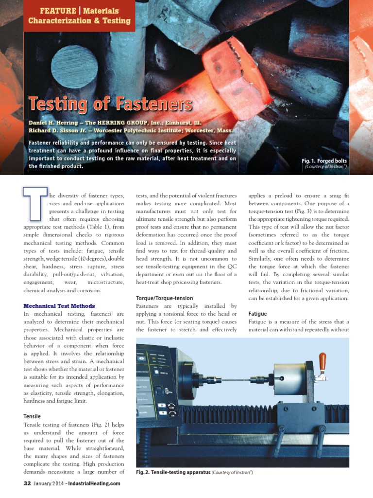 Testing of Fasteners | PDF | Strength Of Materials | Stress (Mechanics)