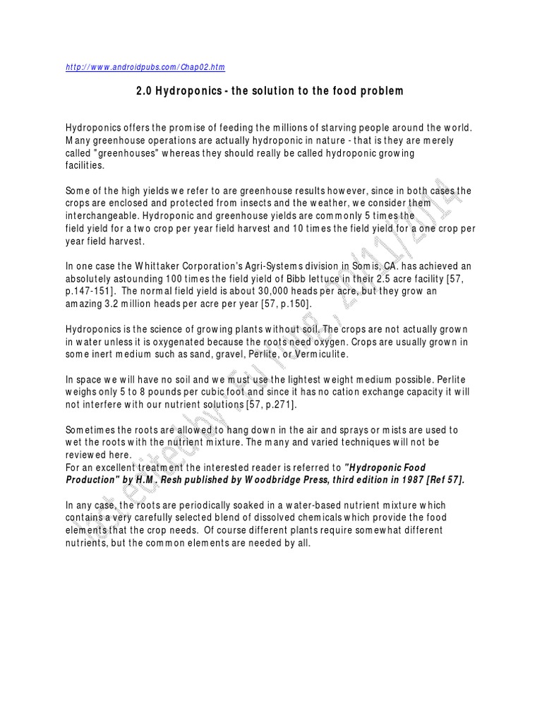 Hydroponics - The Solution To The Food Problem | PDF | Hydroponics ...