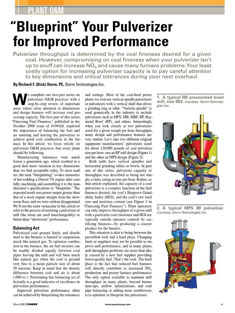 "Blueprint" Your Pulverizer For Improved Performance: by Richard F ...