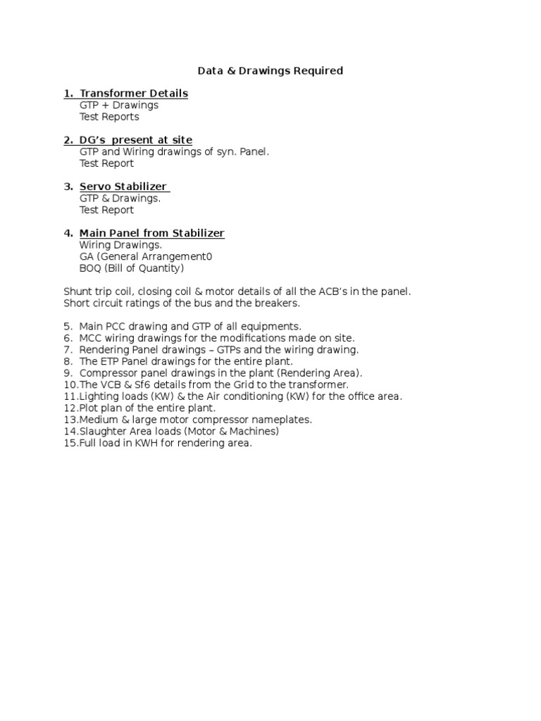 Data & Drawings Required 1. Transformer Details | PDF