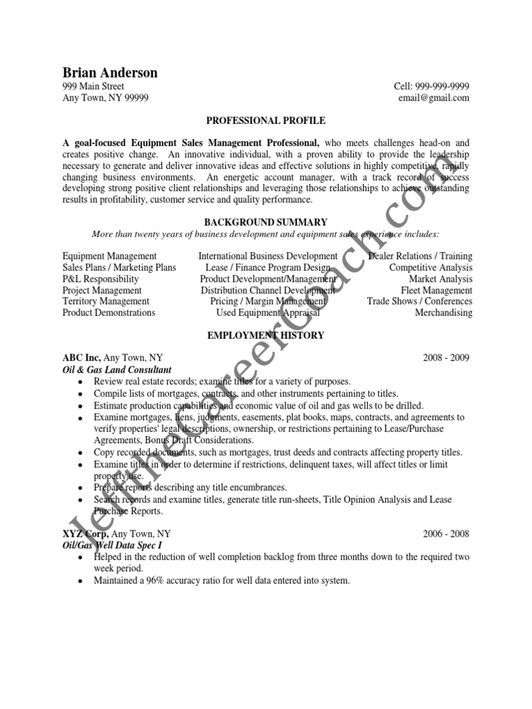 Oil & Gas Sample Resume PDF | PDF | Sales | Mortgage Law