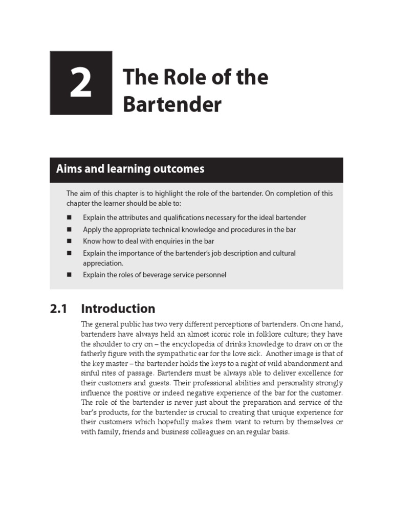 Bartender Skills & Traits Guide | PDF | Bartender | Bar