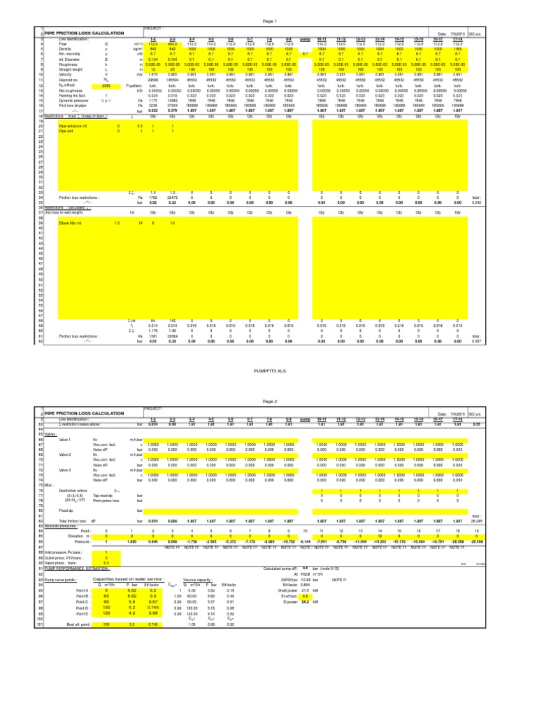 Pipe Friction Loss Calculation Guide | PDF | Liquids | Continuum Mechanics
