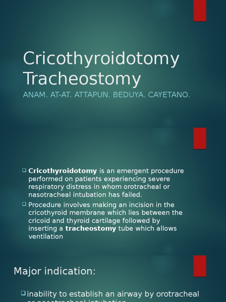 Cricothyroidotomy | PDF | Human Anatomy | Health Sciences