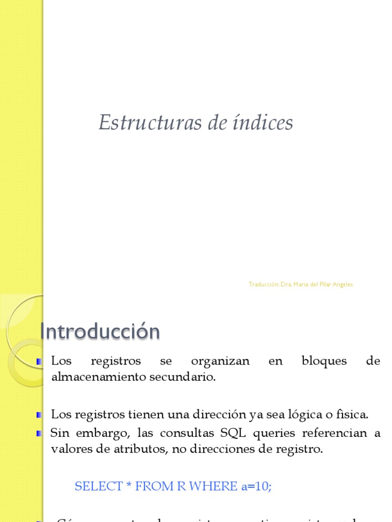 estructuras de indices | Archivo de computadora | Datos