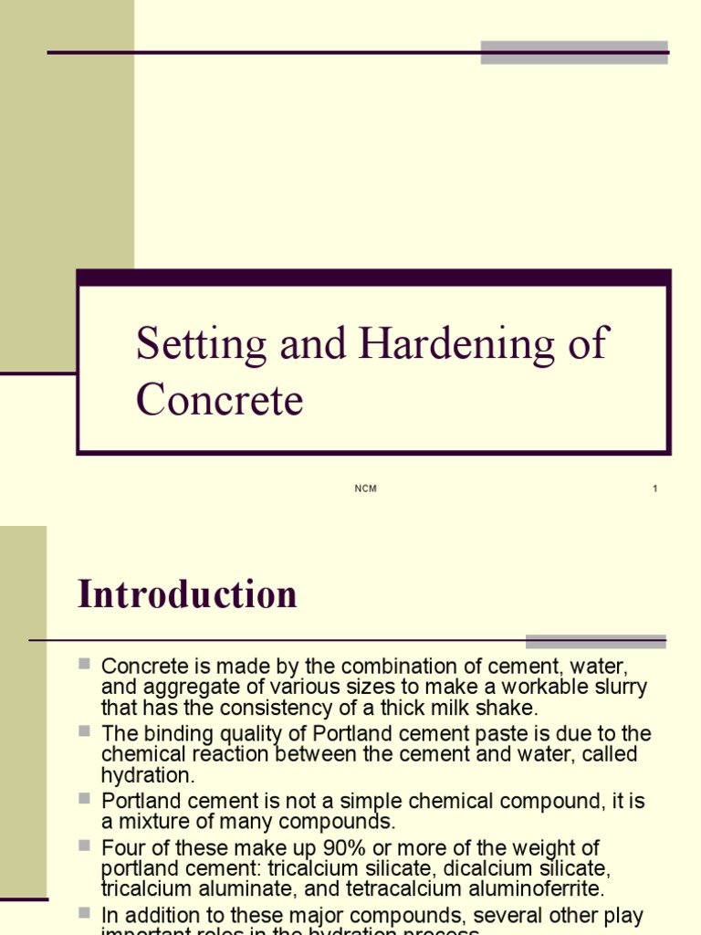 Setting and Hardening of Cement | PDF | Concrete | Building Technology