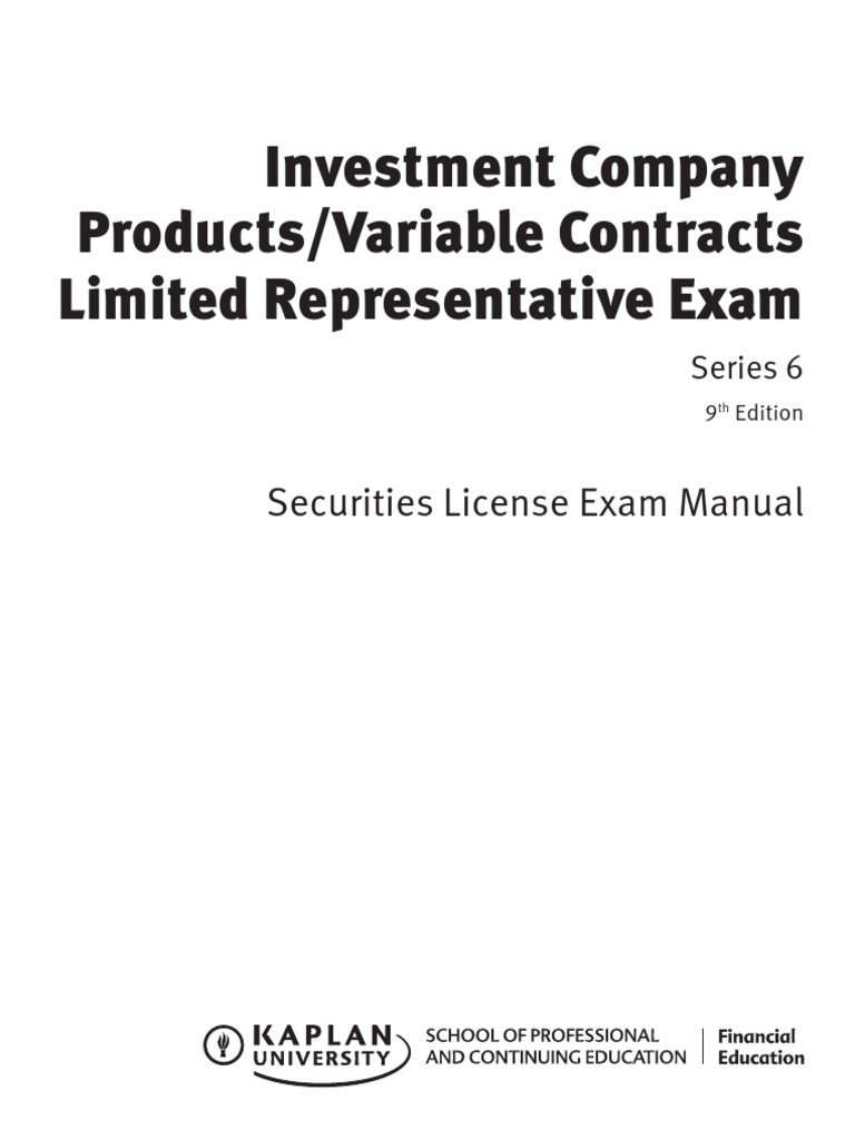 Series 6 Licensing Exam Manual PDF | PDF | Stocks | Financial Industry ...