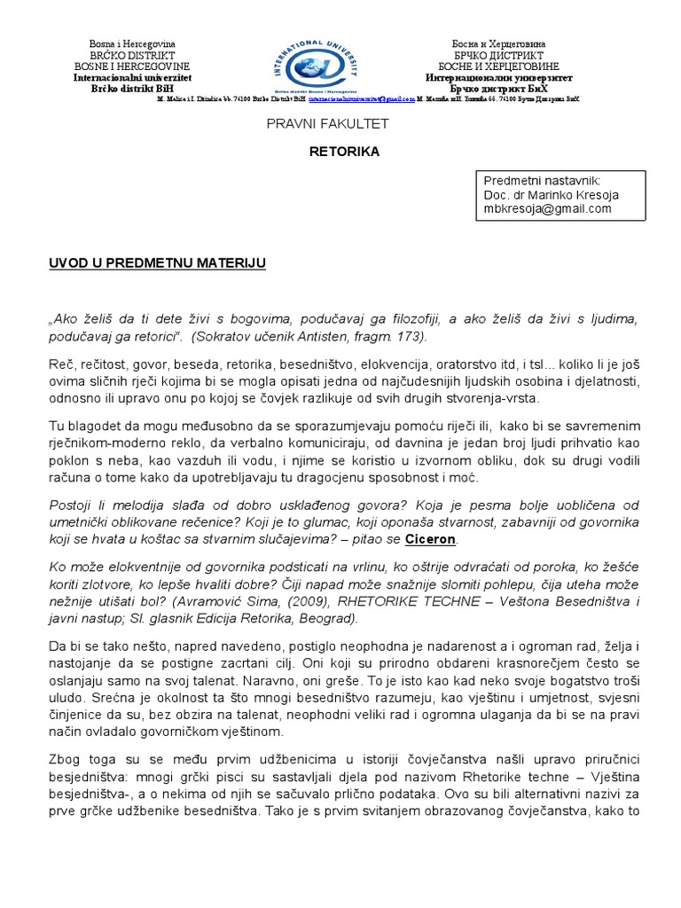Retorika (Literatura, Teme Za Seminarske Radove, Ispitna Pitanja I Teme ...