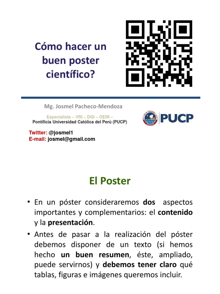 Cómo Hacer un Buen Póster Científico | PDF