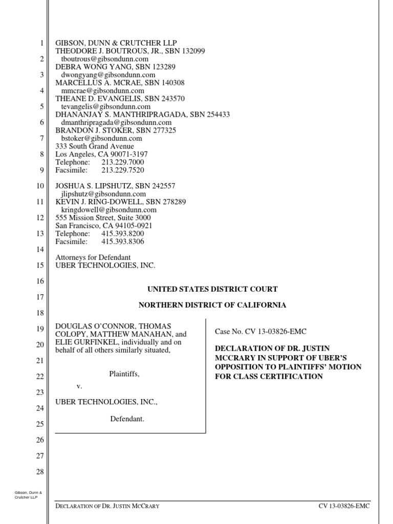 Declaration of Justin McCrary - Expert Report | PDF | Uber (Company) | Etsy