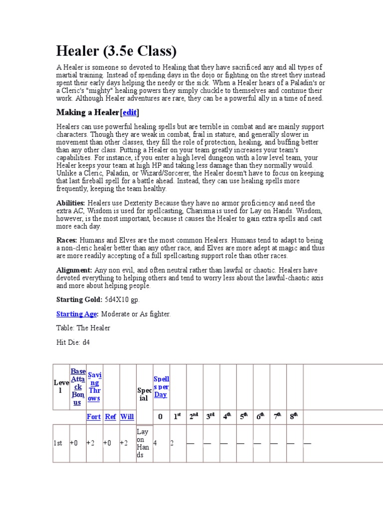 The Healer: A Powerful Support Class for Healing and Buffing | PDF ...