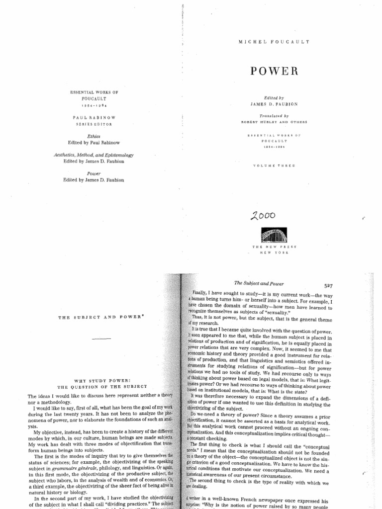 Foucault - 1982 - The Subject and Power | PDF | Rationalism | Communication