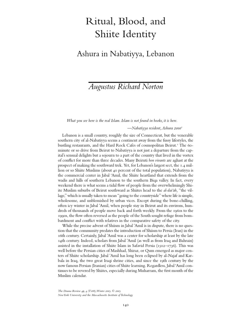 Ritual, Blood, and Shiite Identity: Ashura in Nabatiyya, Lebanon | PDF ...
