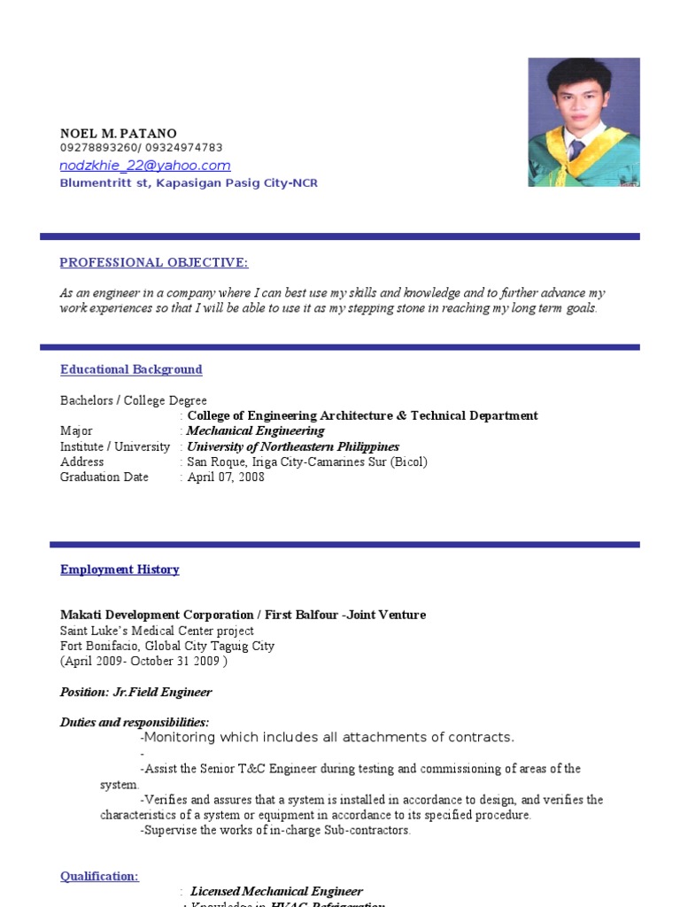 My Resume Noel | PDF | Engineer | College