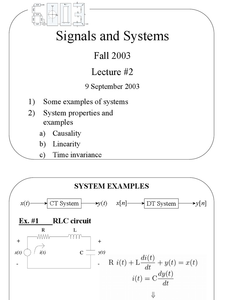 Signal and System Lecture 2 | PDF | Causality | Systems Science