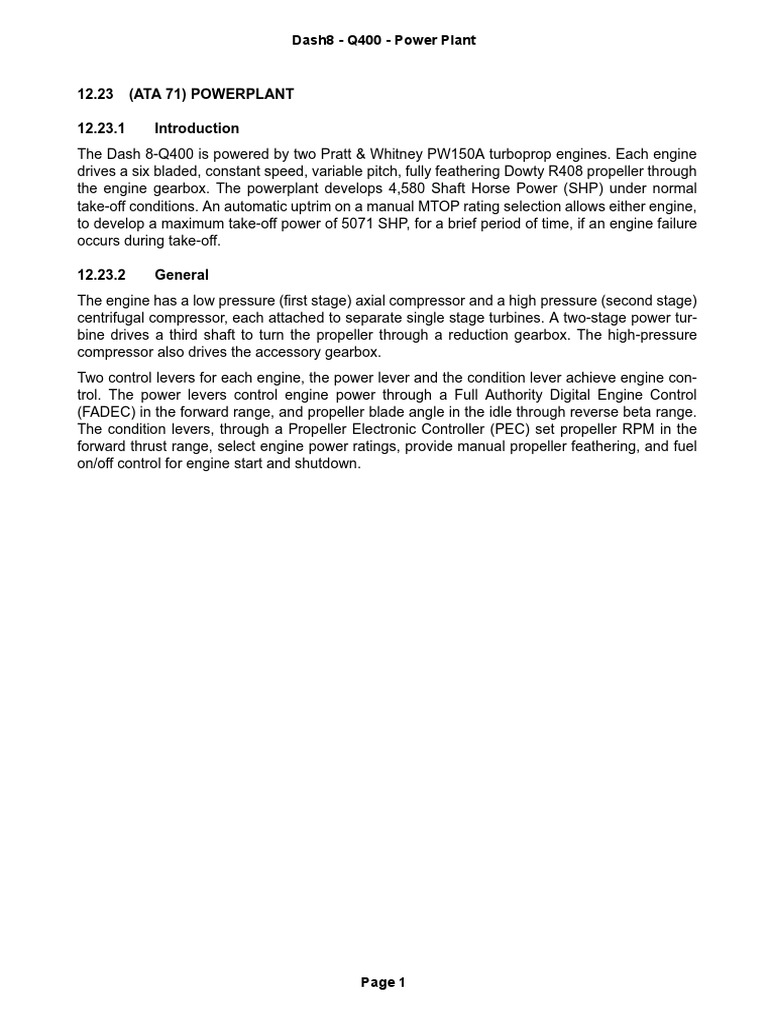 Q400 Power Plant | PDF | Gas Compressor | Turbine