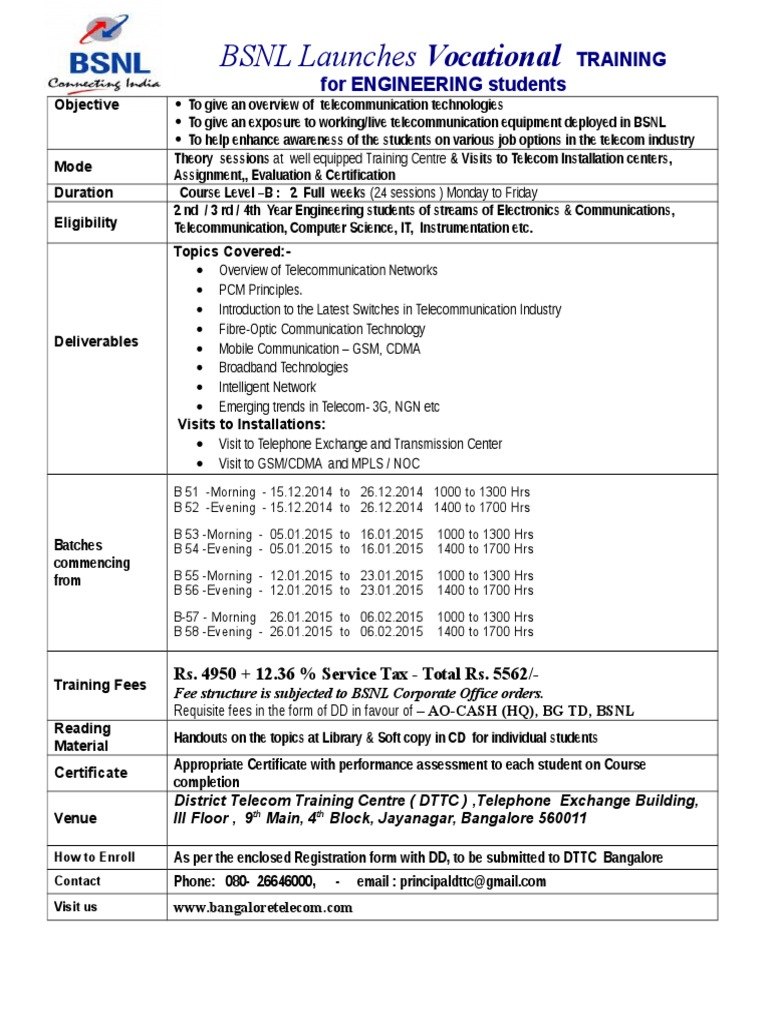BSNL Launches Two-Week Vocational Training Program for Engineering ...