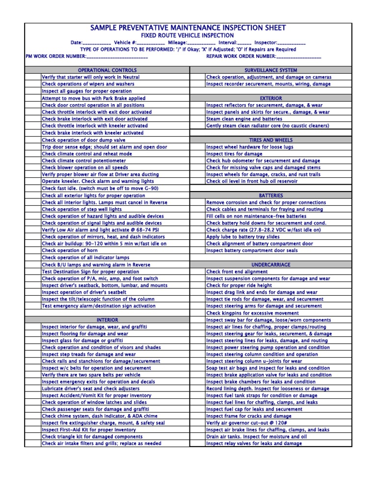 PM inspection sheet.pdf | Leak | Elevator
