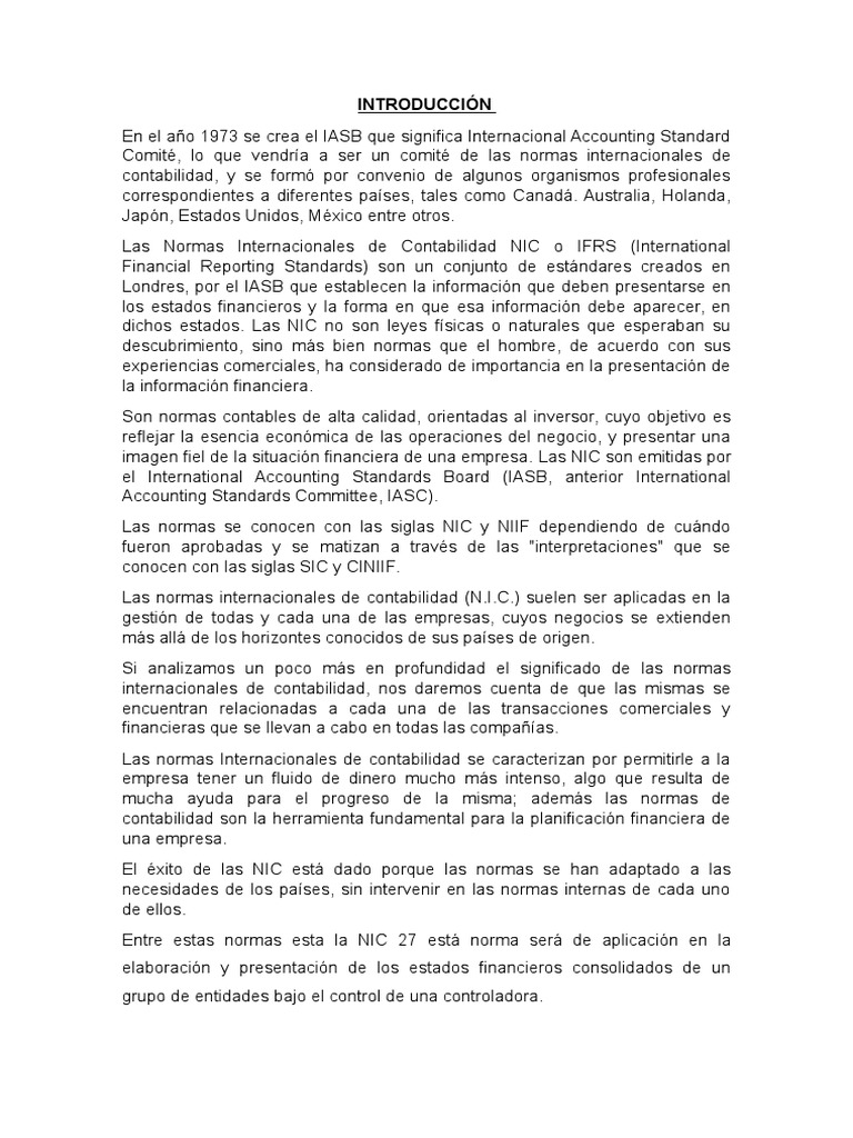 Nic 27 | Descargar gratis PDF | normas internacionales de INFORMACION ...