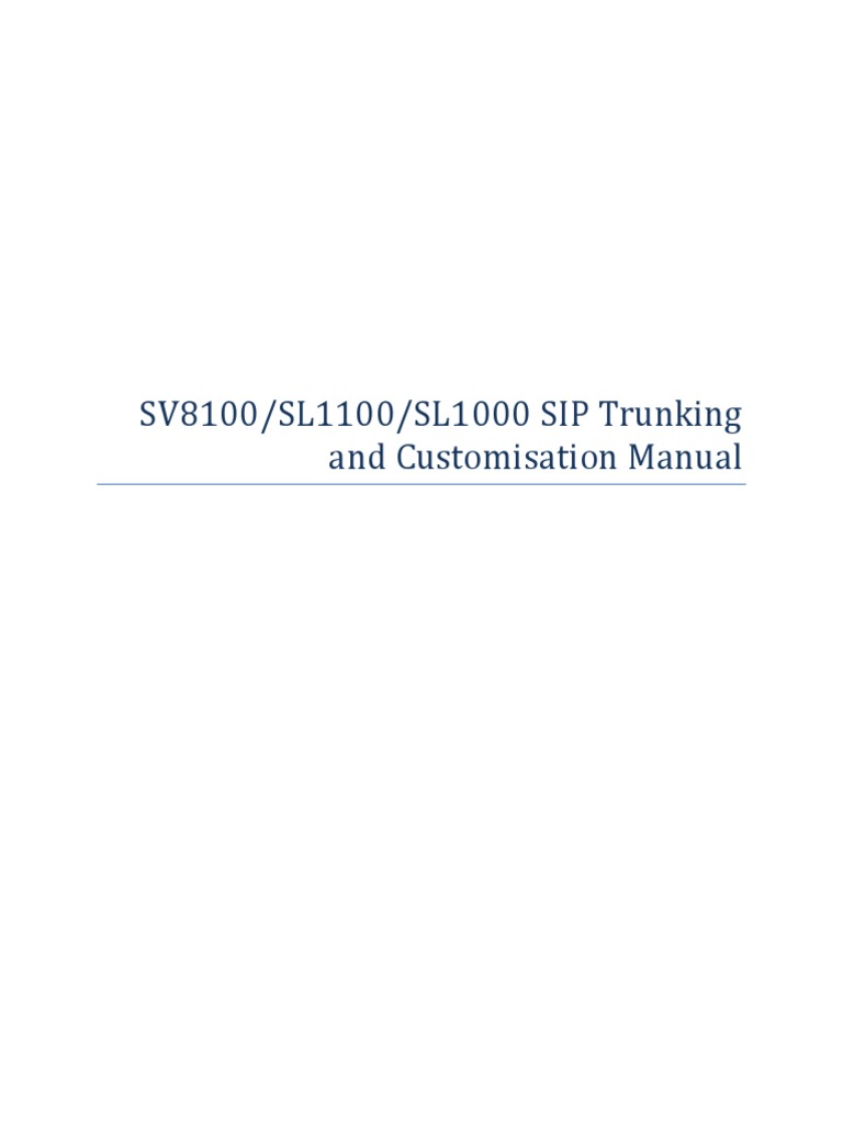Sip Trunking And Customisation Manual 1 0 Pdf Session Initiation Protocol Voice Over Ip