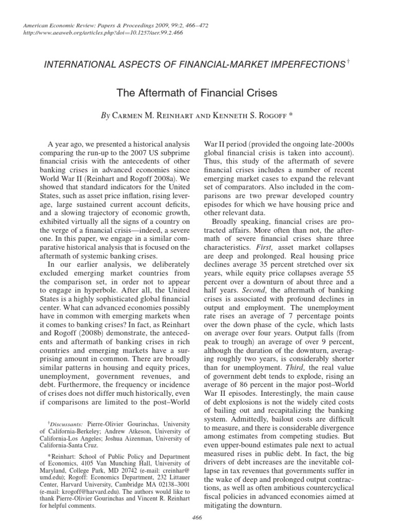 AER 2009 Reinhart and Rogoff | PDF | Financial Crisis Of 2007–2008 ...
