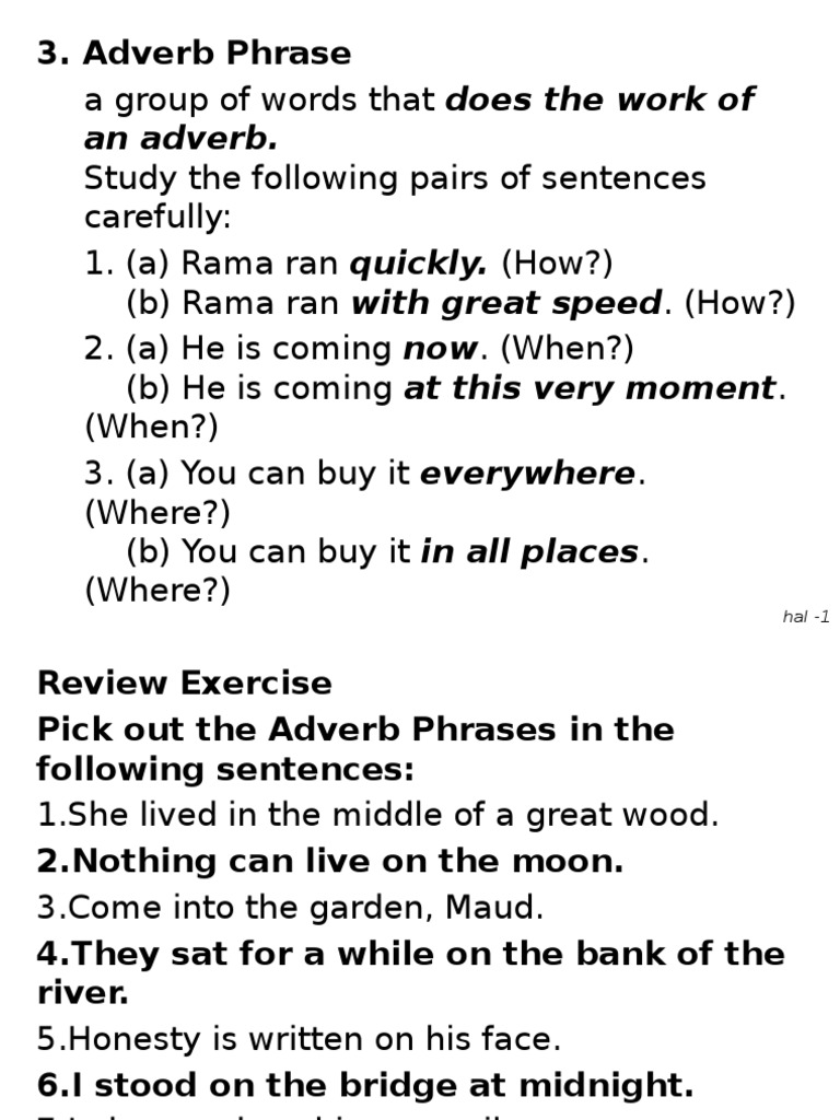 Adverb Phrase & Clause | PDF | Language Arts & Discipline