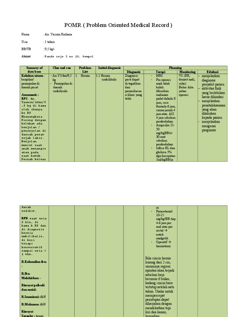 POMR Anak Hernia Umbilikalis | PDF