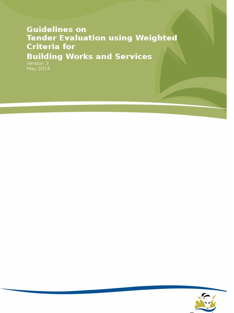 Guidelines On Tender Evaluation Using Weighted Criteria For Building ...