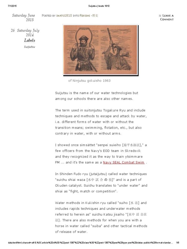 Suijutsu - Iwato 1810 | PDF | Sports | Diving