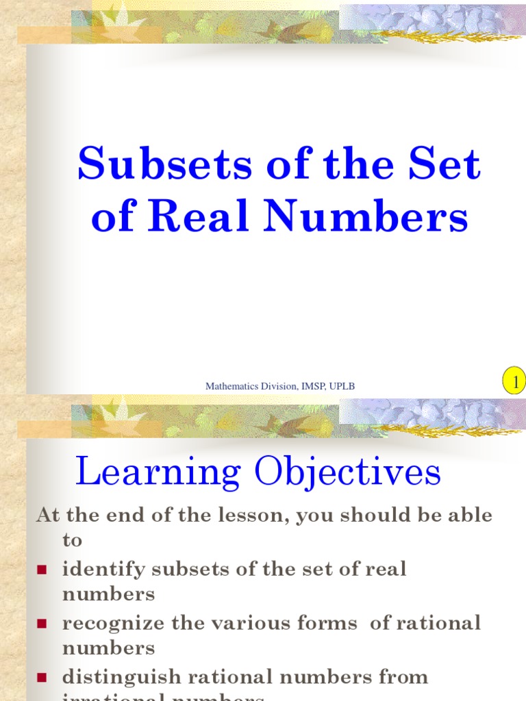 Real Number System & Subsets Guide | PDF | Numbers | Rational Number