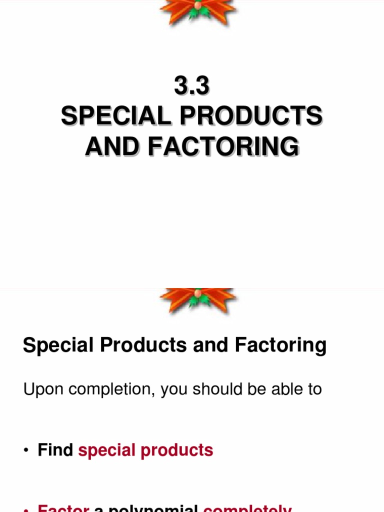 3.3 Special Products and Factoring | Factorization | Mathematics Of ...