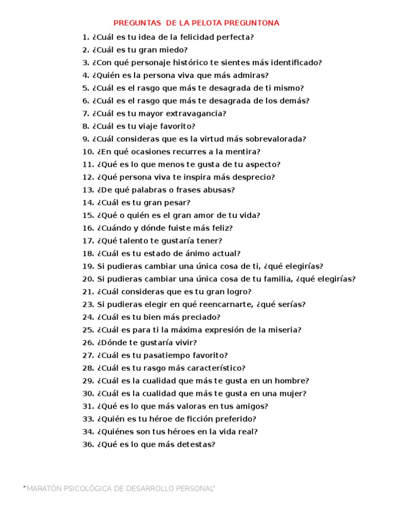 Preguntas de La Pelota Preguntona | PDF