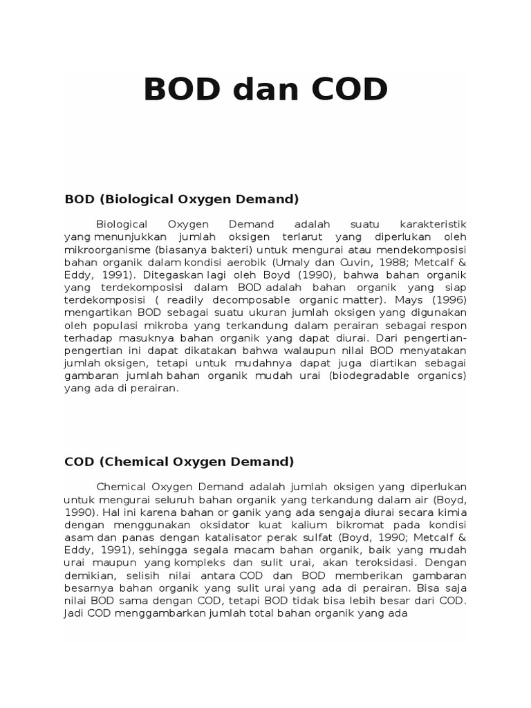 Perbedaan BOD dan COD dalam Air | PDF