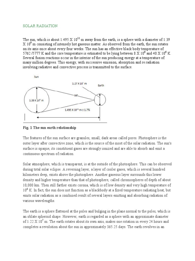 Solar Radiation: Fig. 1 The Sun Earth Relationship | PDF | Sun | Longitude