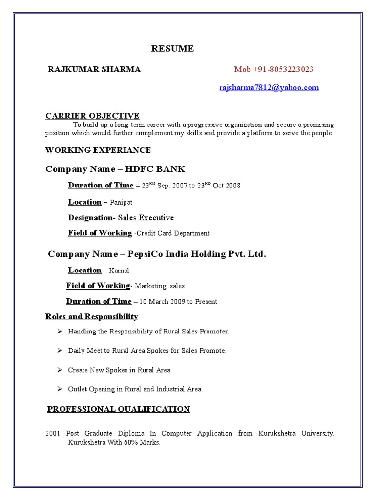 Rajkumar Sharma CV | PDF