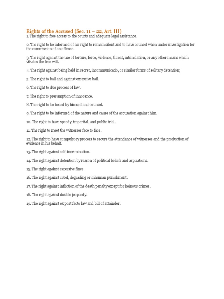 Rights of The Accused | PDF