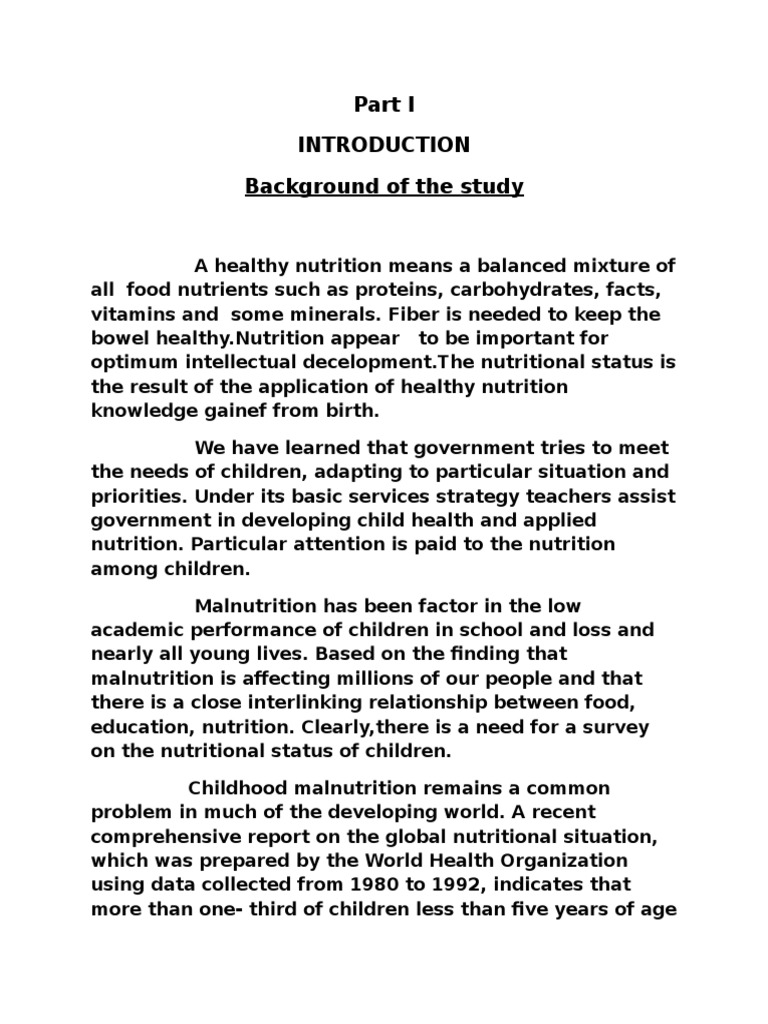 Background of The Study | PDF | Nutrition | Diet & Nutrition