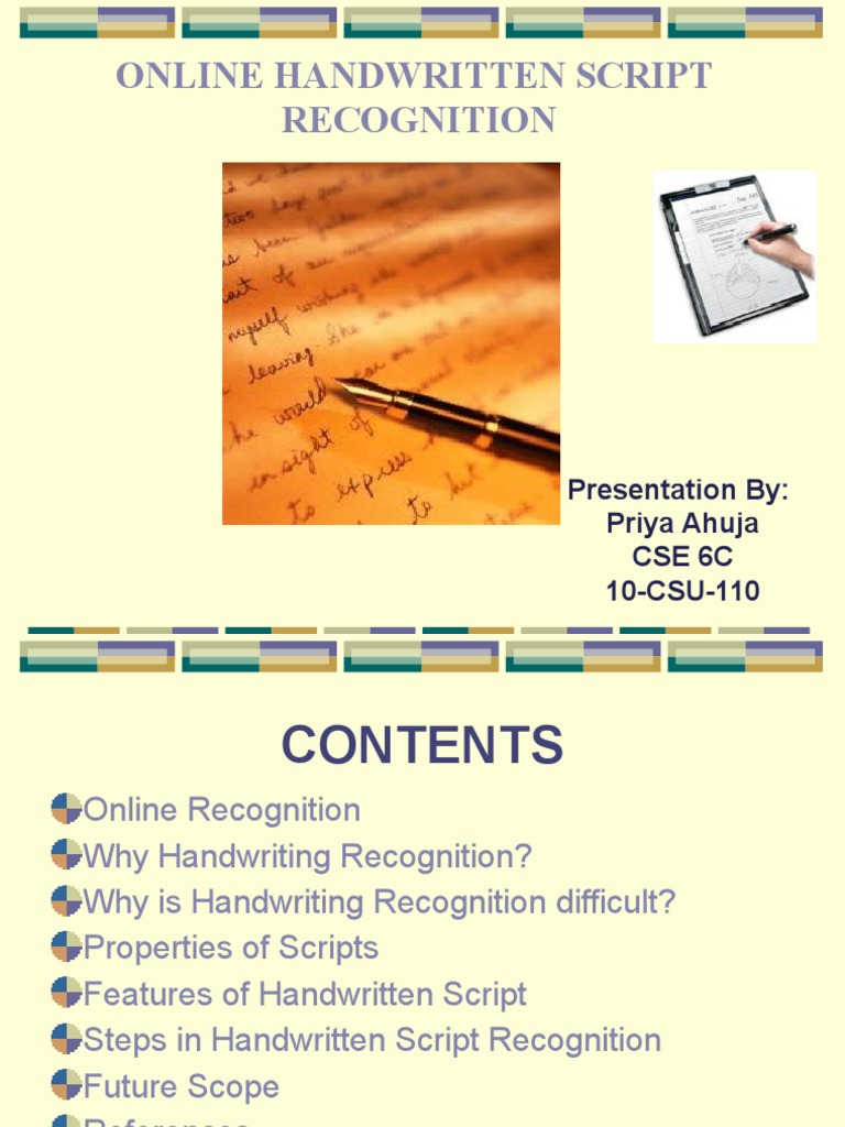 Online Handwritten Script Recognition | Download Free PDF | Teaching ...
