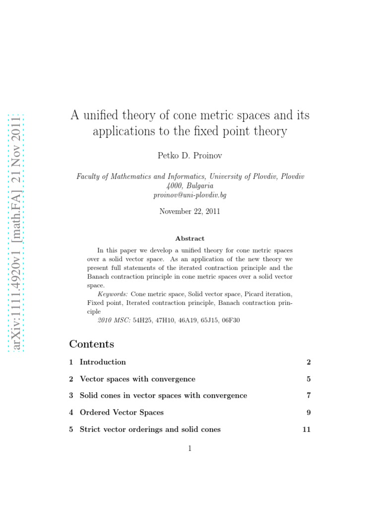 Cone Metric Spaces | PDF | Norm (Mathematics) | Metric Space