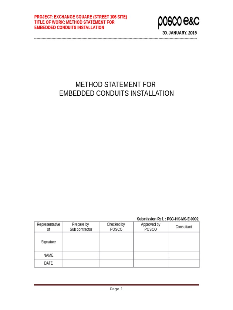 MS EMBEDDED Method Statement Rev10 (150131) Final | PDF | Plaster ...