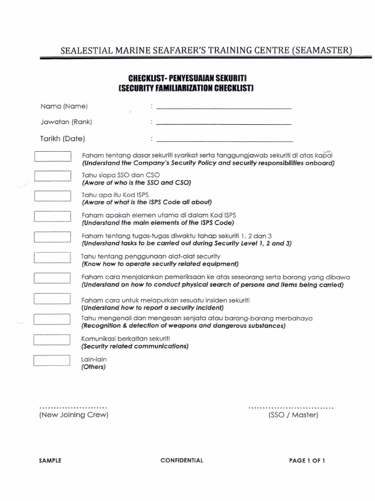 Familiarization Form | PDF