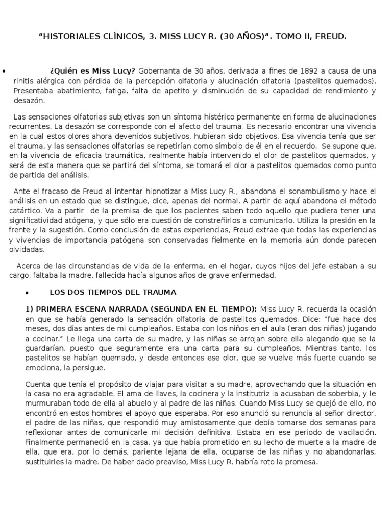 Caso Lucy | PDF | Trauma psicólogico | Sigmund Freud