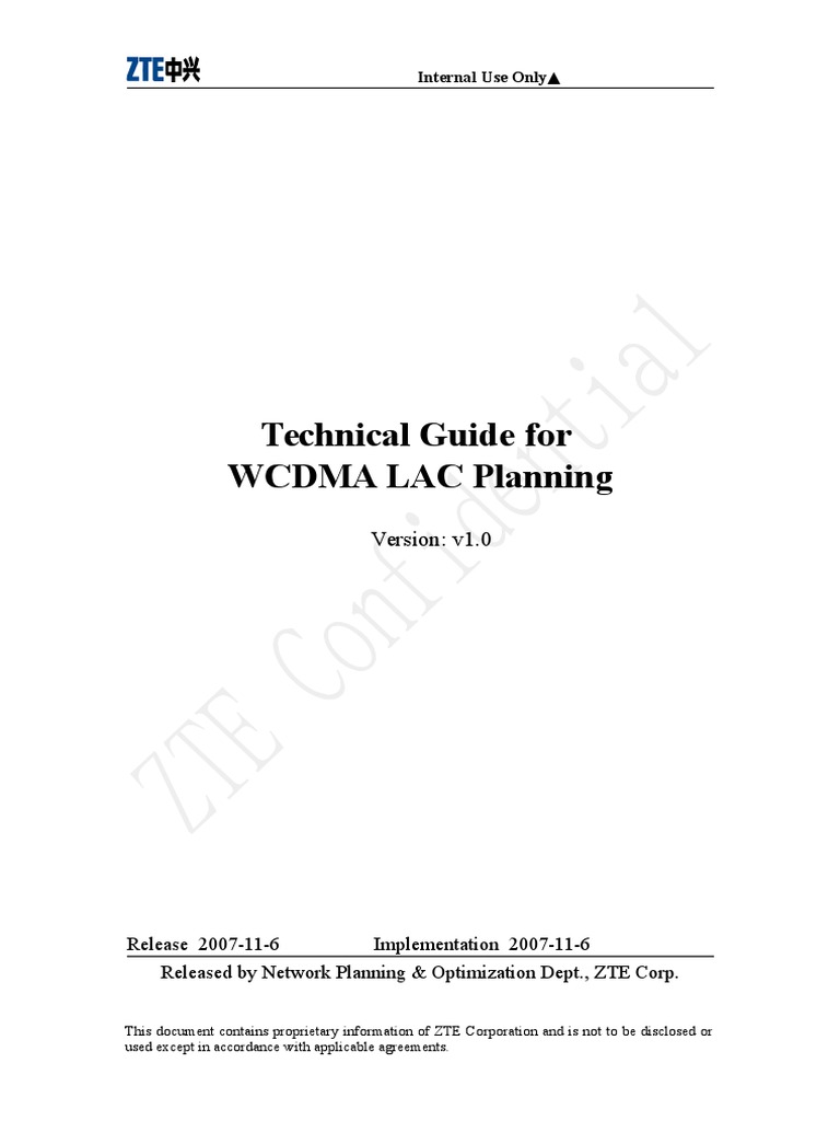 Technical Guide For WCDMA LAC Planning (v1.1) | PDF | Gsm | Traffic