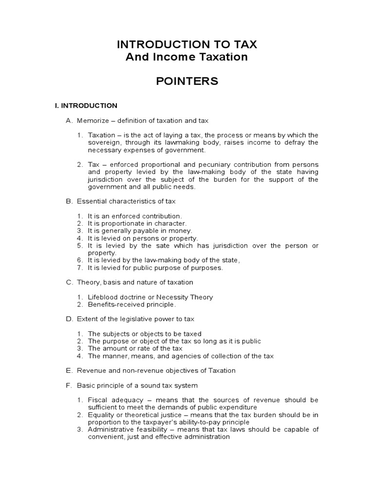 An Introduction to Taxation: Defining Taxation, Classifying Taxes ...