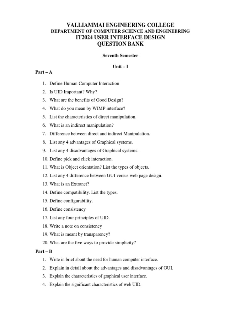 IT2024-User Interface Design Questions | PDF | Graphical User Interfaces | Usability